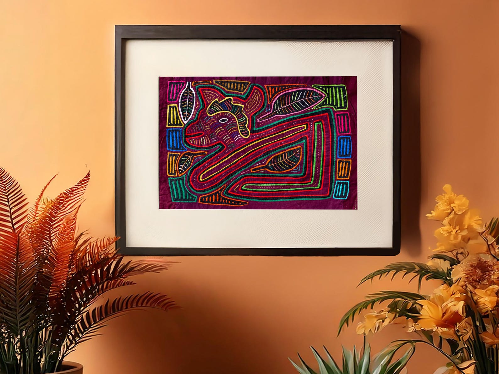Unframed Handmade Kuna Mola Art - Authentic and Unique Home Decor Piece ...
