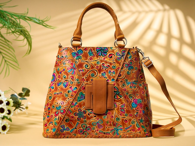 Genuine Leather Purse Meticulously Hand-painted With Vibrant Mandalas ...