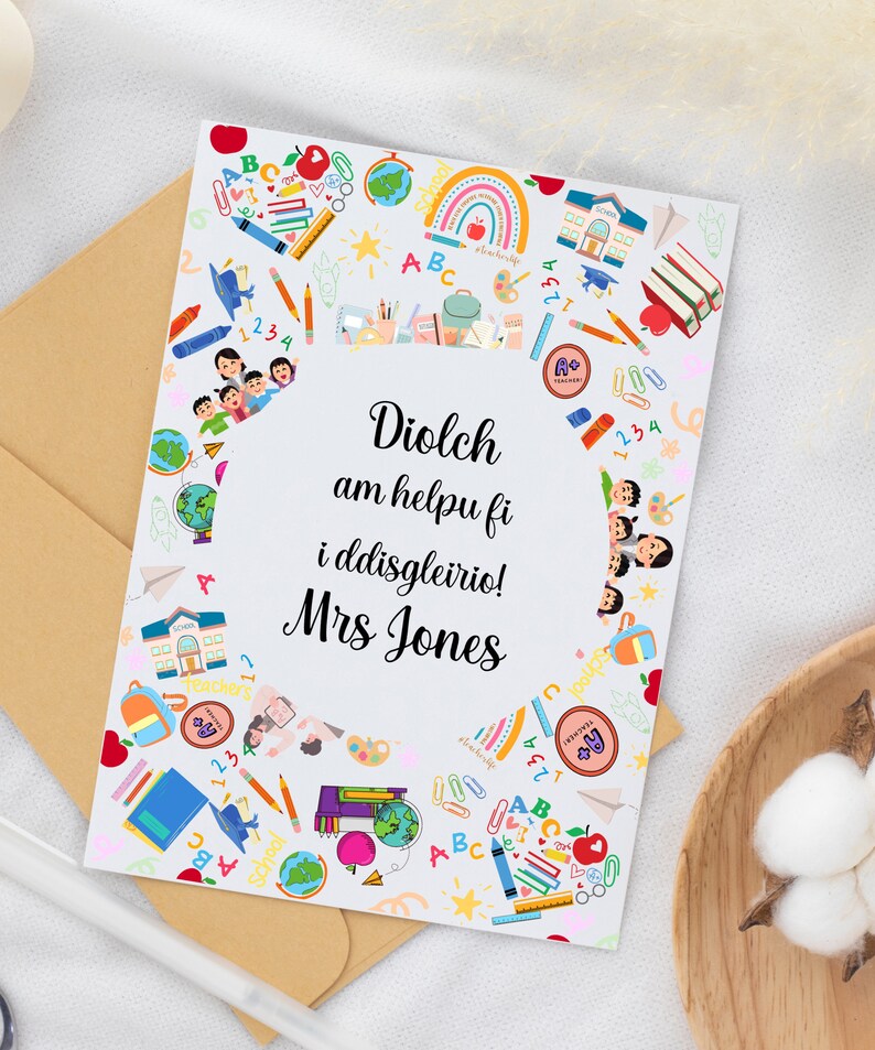 Welsh Teacher Thank You Card, Diolch Am Helpu Fi I Ddisgleirio, Thank ...