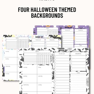 Printable Weekly Planner 8.5x11 DIGITAL DOWNLOAD Halloween Theme Design ...