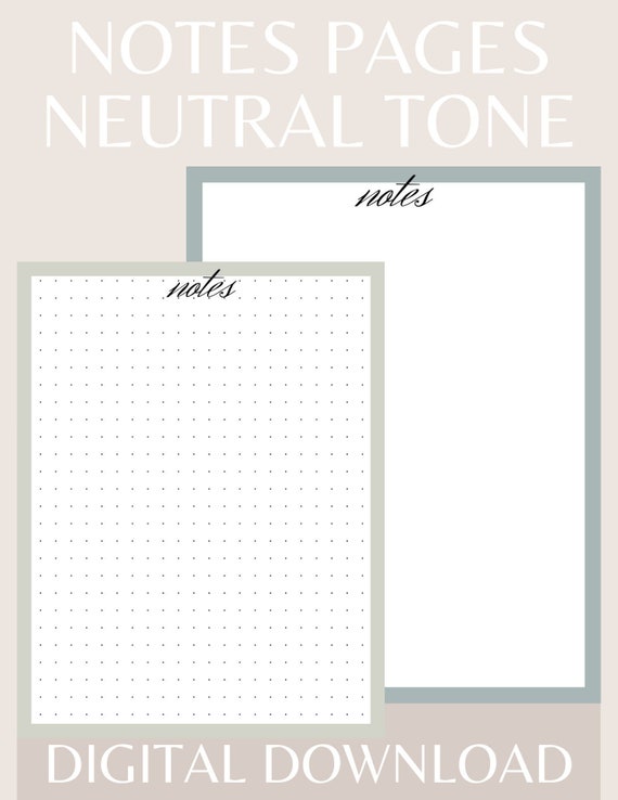 Printable Notes Pages 8.5x11 Neutral Colors Lined Unlined - Etsy