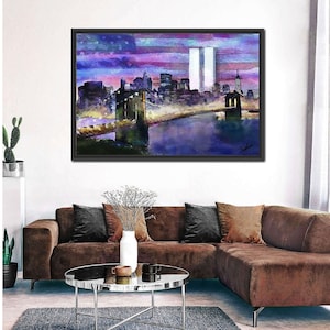 Remembering 9/11 - New York City Skyline (print of Patriotic Painting ...