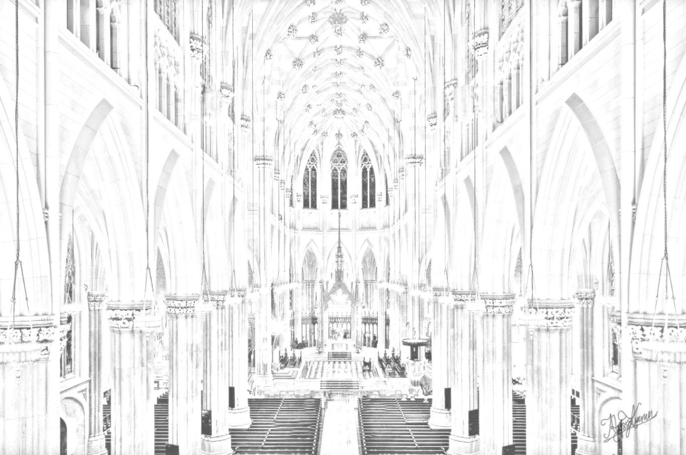 Cathedral Interior Drawing