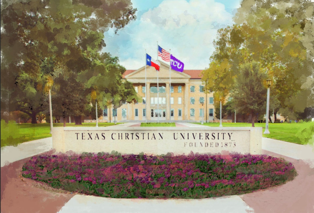 Texas Christian University TCU Watercolor Painting Dorm Decor ...