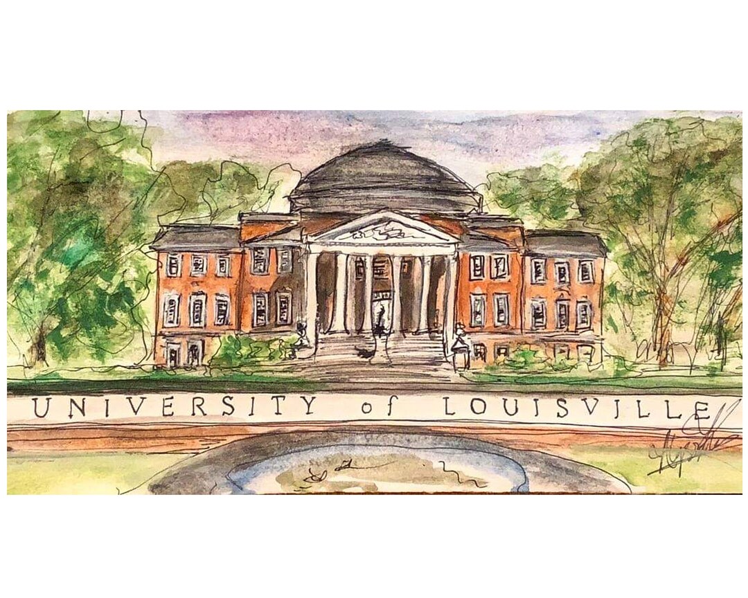 University of Louisville Painting (print of Handprinted Watercolors ...