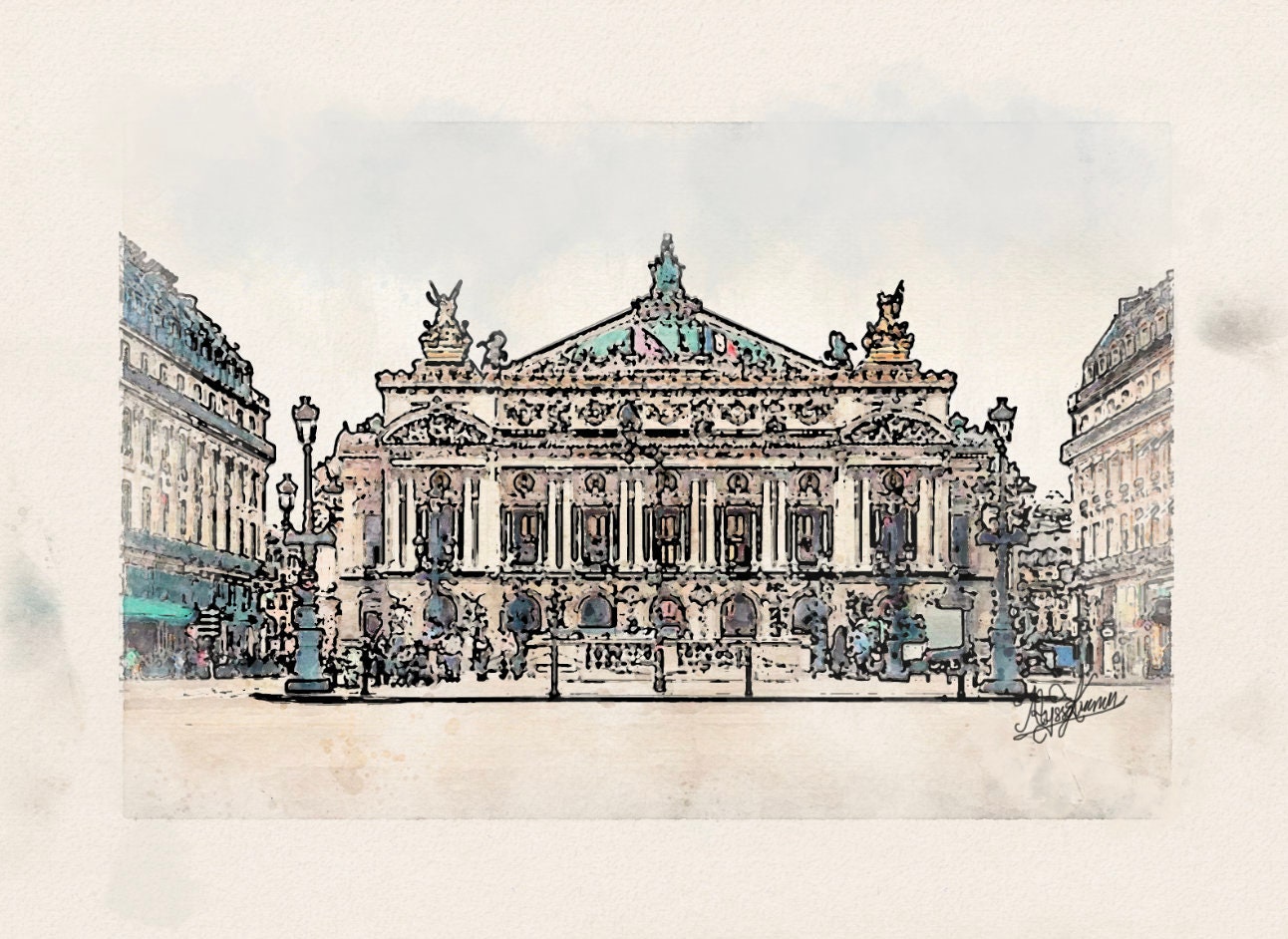 Paris Opera House Drawings Signs Paris Opera House, Paris France (ink