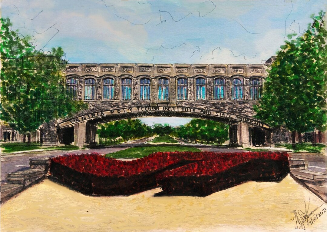 Unique Watercolor Painting of Virginia Tech Bridge | Alumni Gift ...
