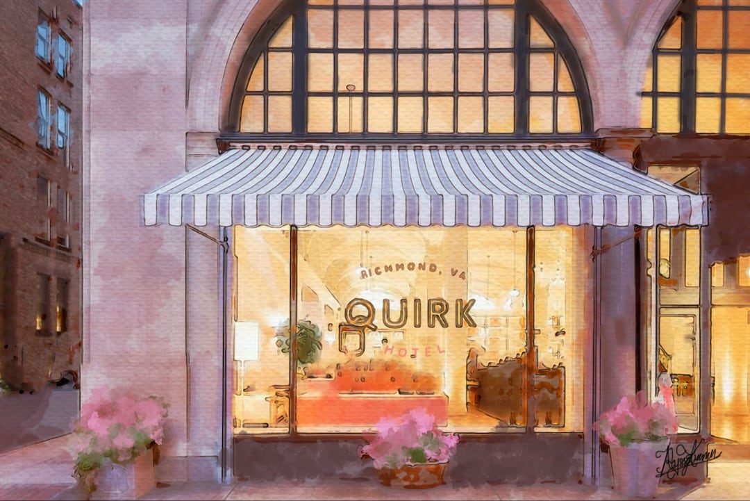 Quirk Hotel Richmond VA (watercolor). Unique Artwork From Carry Town ...