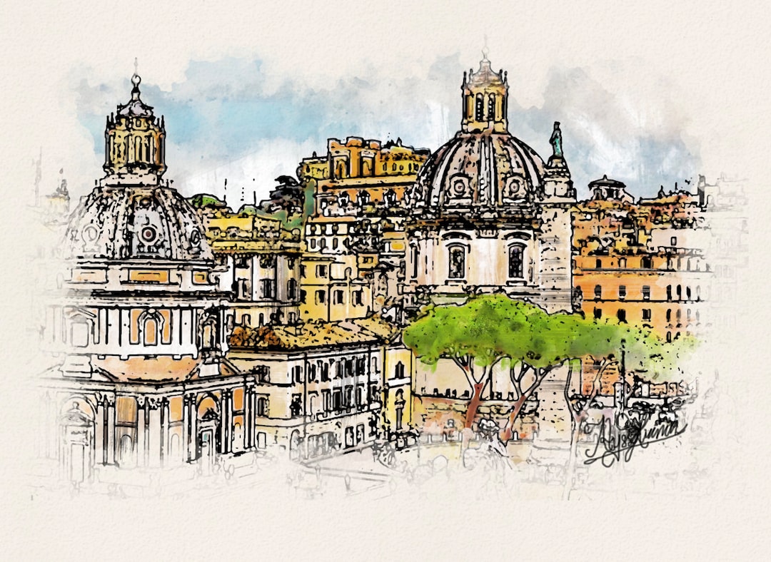 Rome Streetscape Watercolor (hand Painted Scene From Vatica, Italy ...