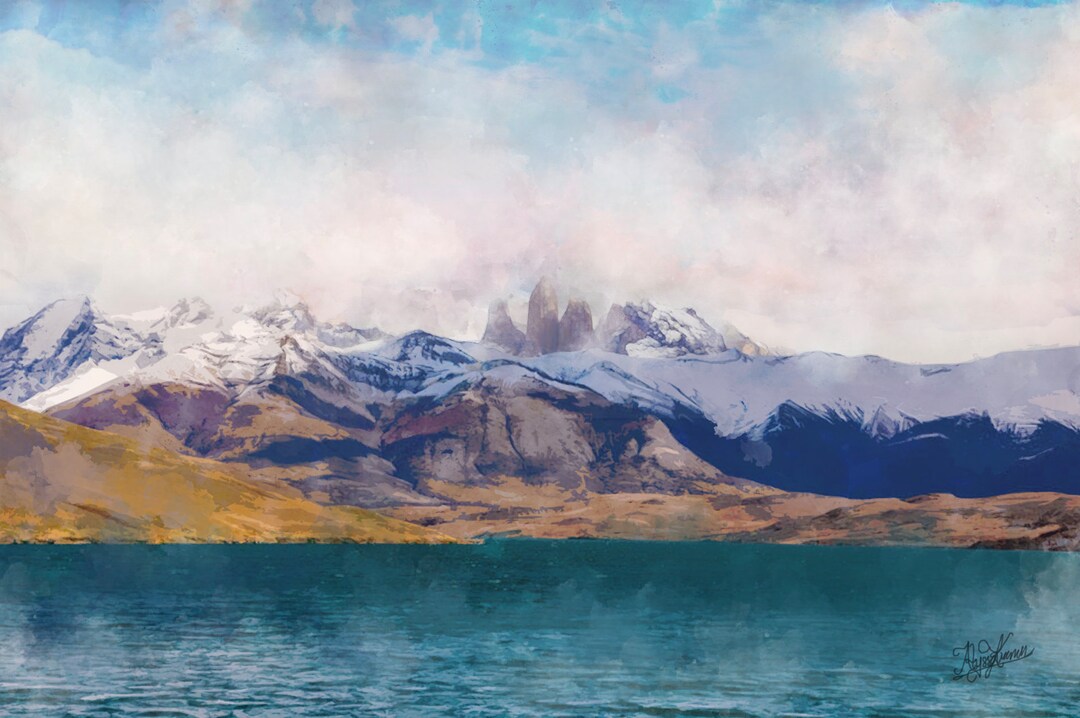Patagonia Mountains Watercolor (hand Painted, Capturing Nature and ...