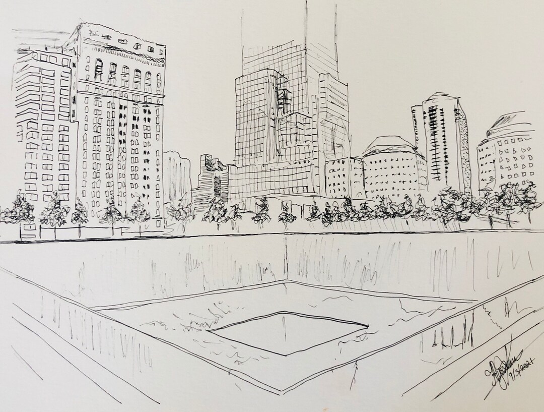 Never Forget- 9/11 Memorial New York City Skyline (patriotic Ink ...