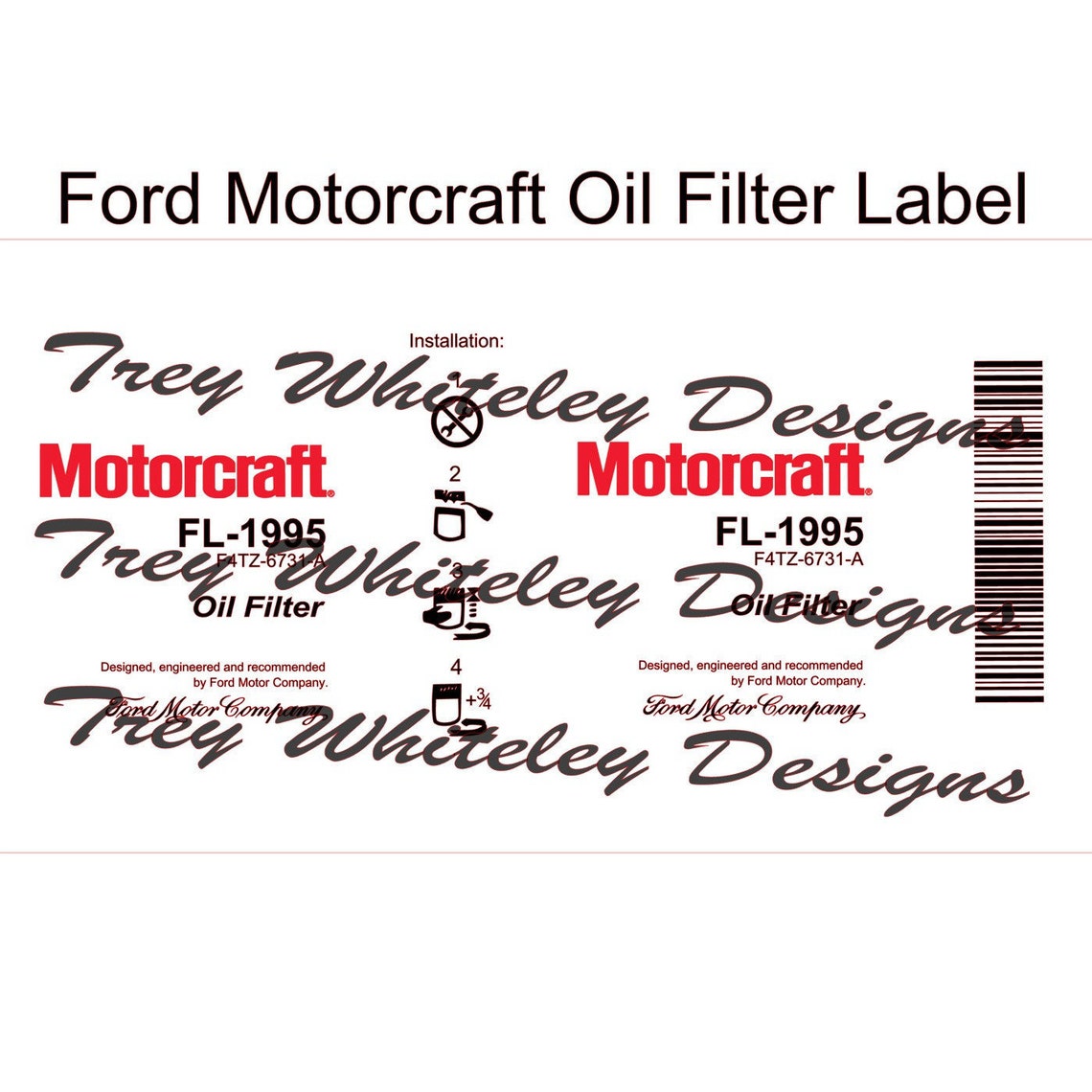 Ford Motorcraft Oil Filter Label SVG/PNG - Etsy