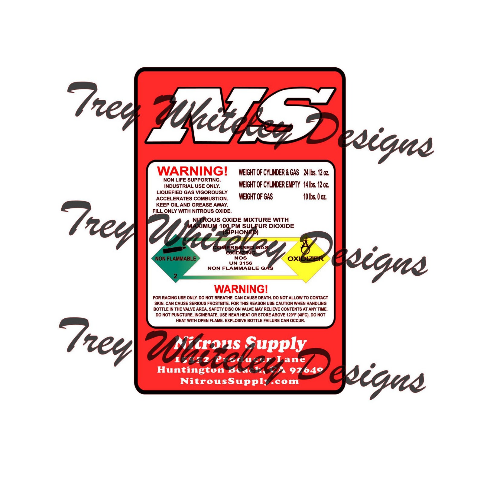 Nitrous Supply Bottle Label - Etsy
