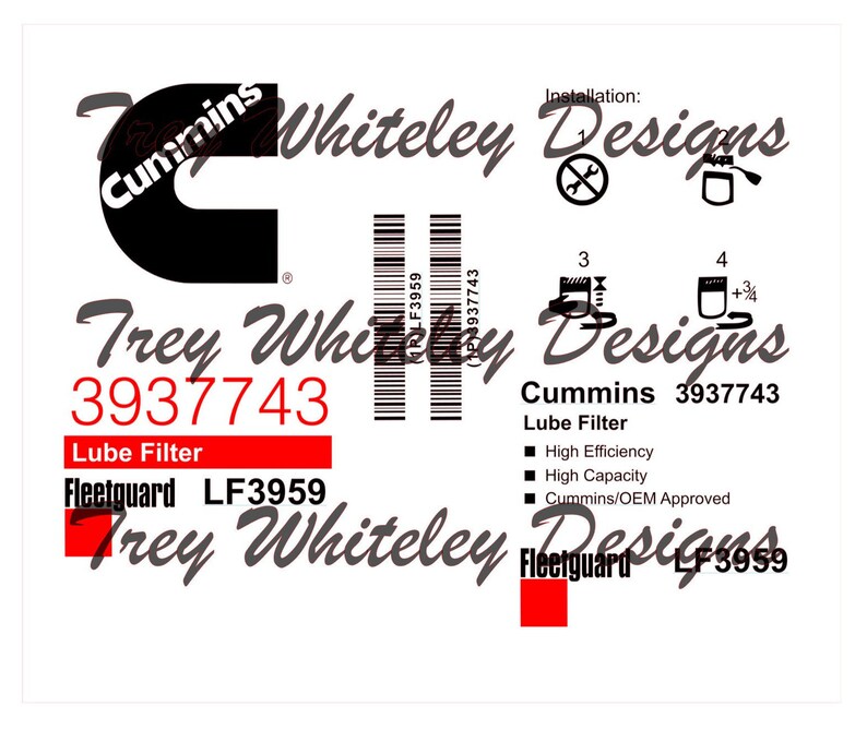Cummins Oil Filter Label SVG/PNG | Etsy