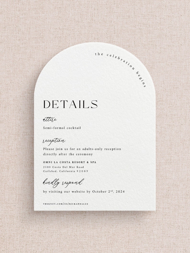 Black Arch Shape Wedding Invitation Modern Black & White Design Black ...