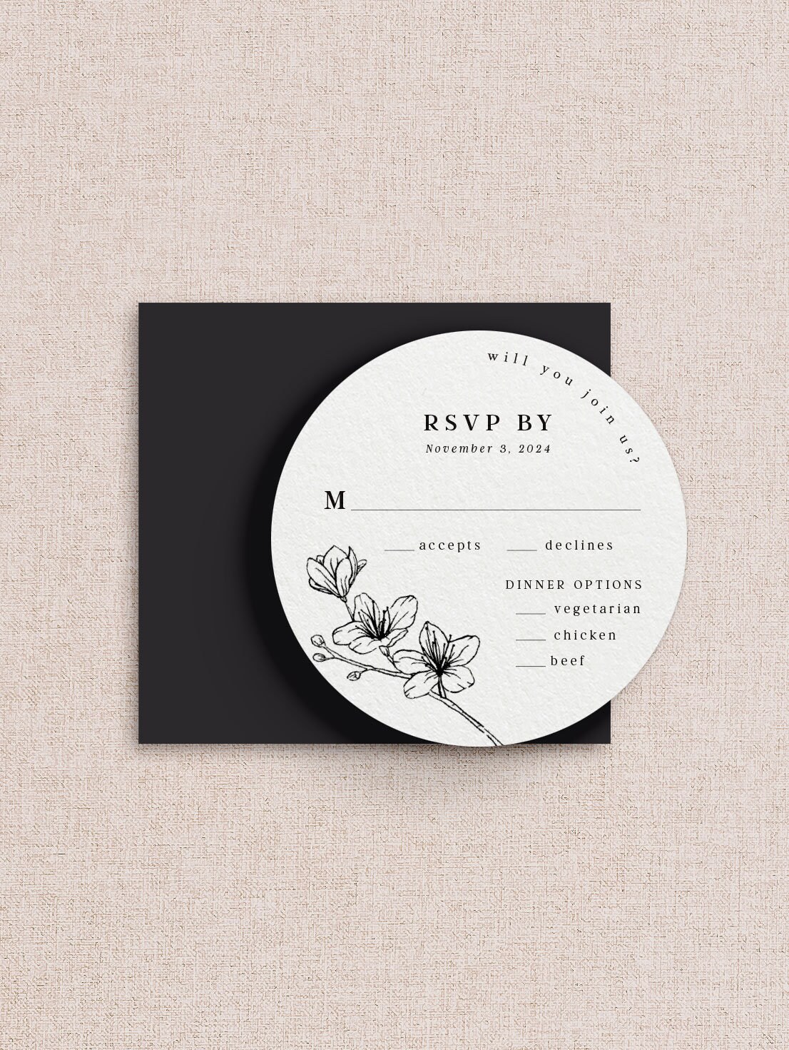 Black Arch Shape Wedding Invitation Modern Black & White Design Black and White Wedding Invite ...