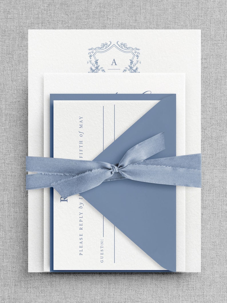 Classic Blue Wedding Invitation Elegant Timeless Invitation Suite ...