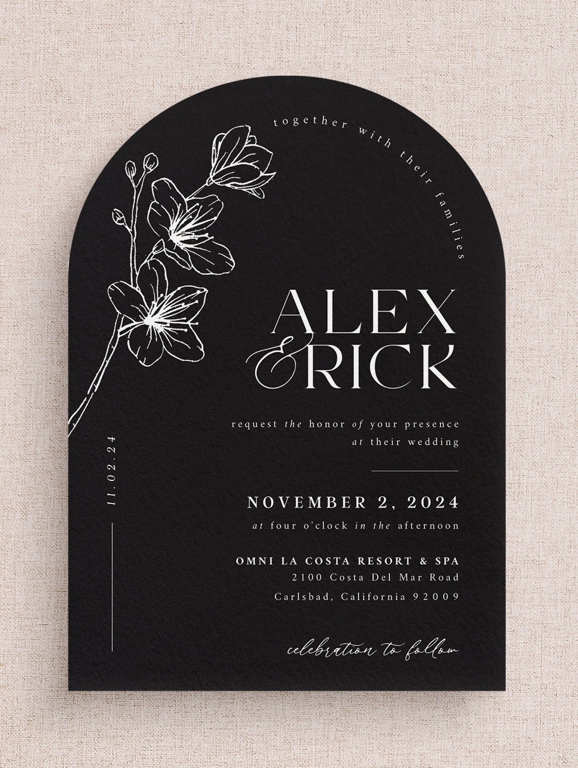 Black Arch Shape Wedding Invitation Modern Black & White Design Black ...
