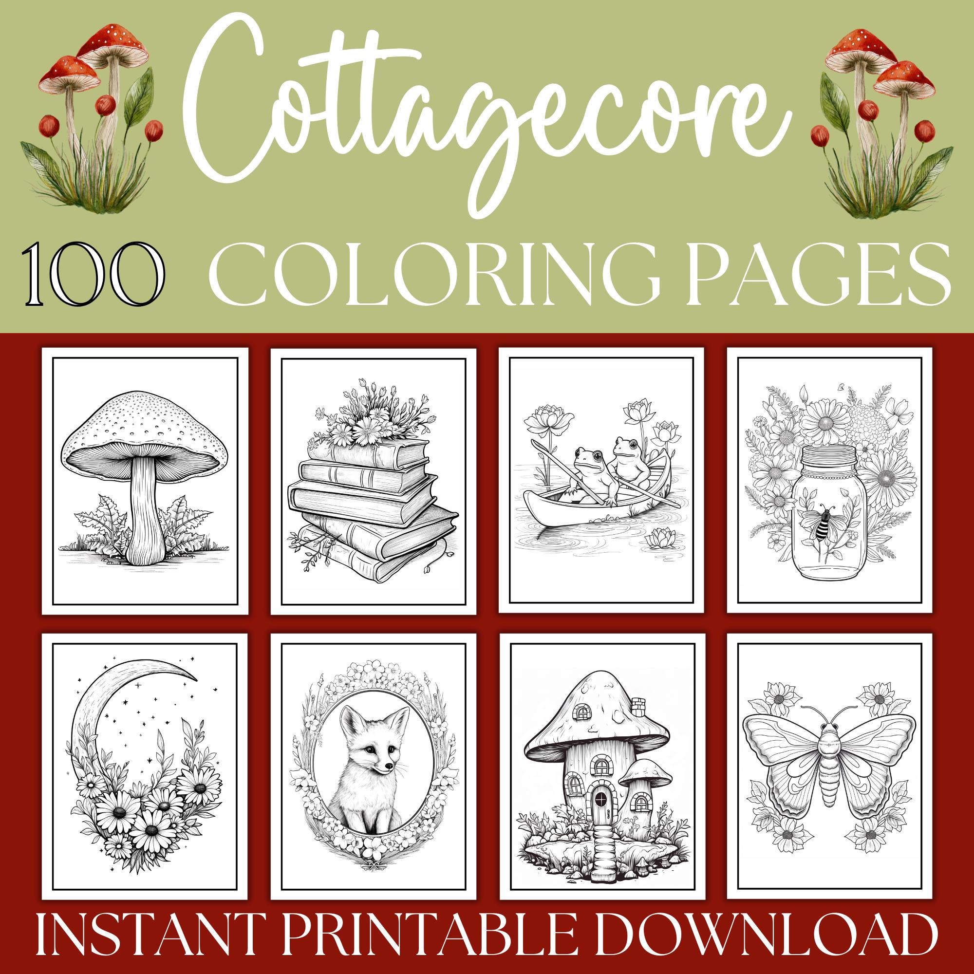 Cottagecore Coloring Pages, Digital Coloring Book, Cottage Core ...