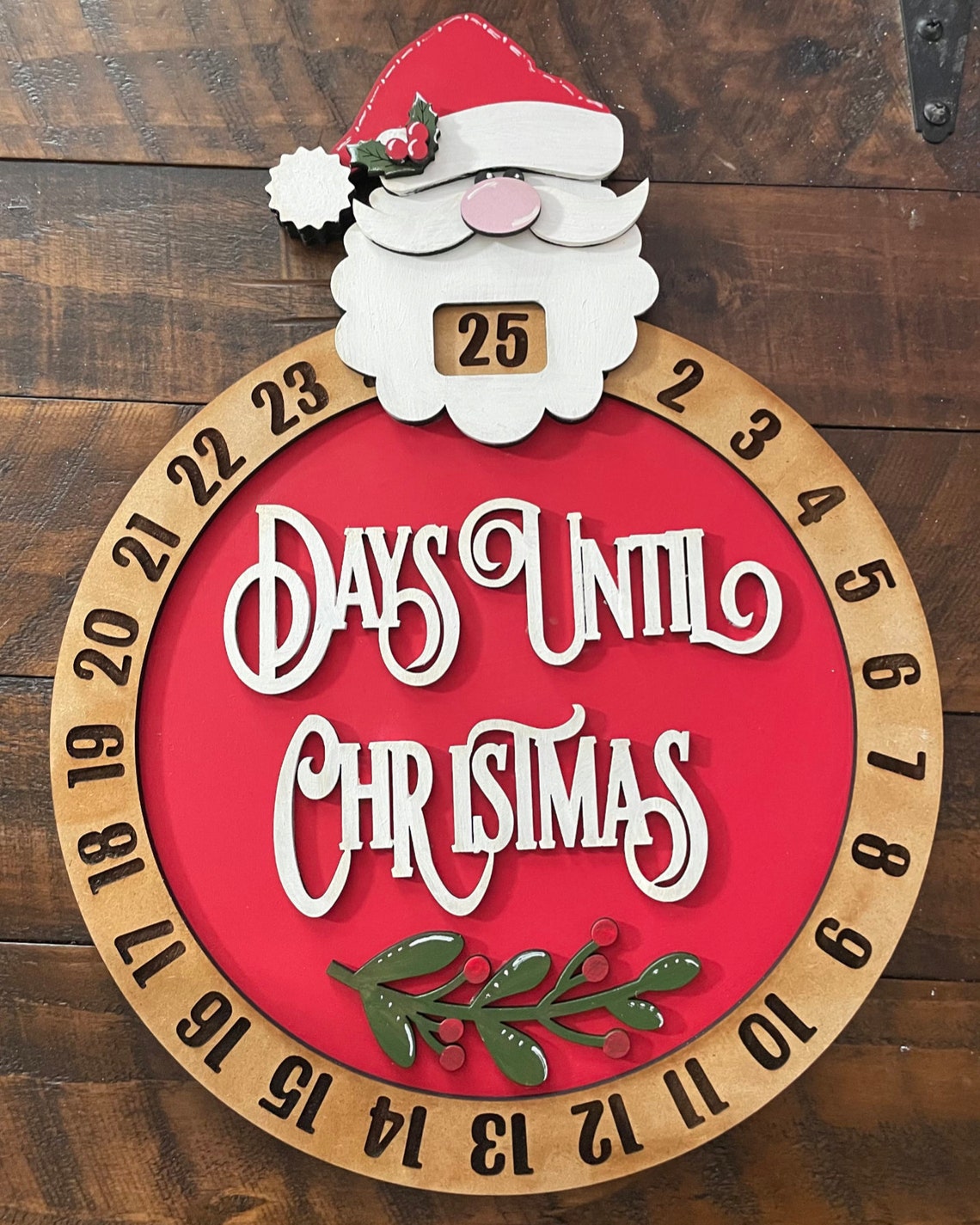 Handcrafted Wooden Christmas Countdown Sign With Rotating - Etsy