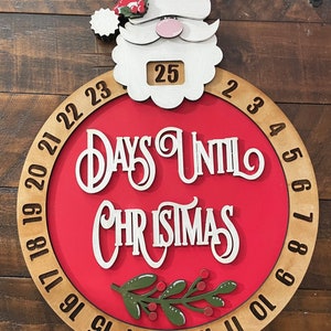 Handcrafted Wooden Christmas Countdown Sign With Rotating Number Wheel ...
