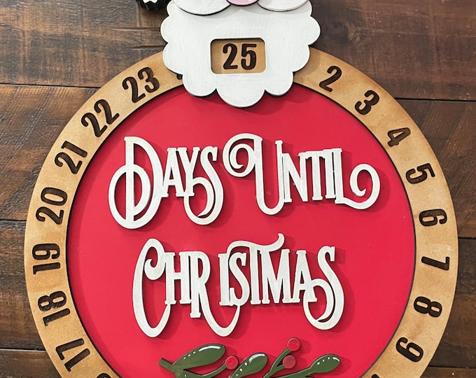 Handcrafted Wooden Christmas Countdown Sign With Rotating Number Wheel ...
