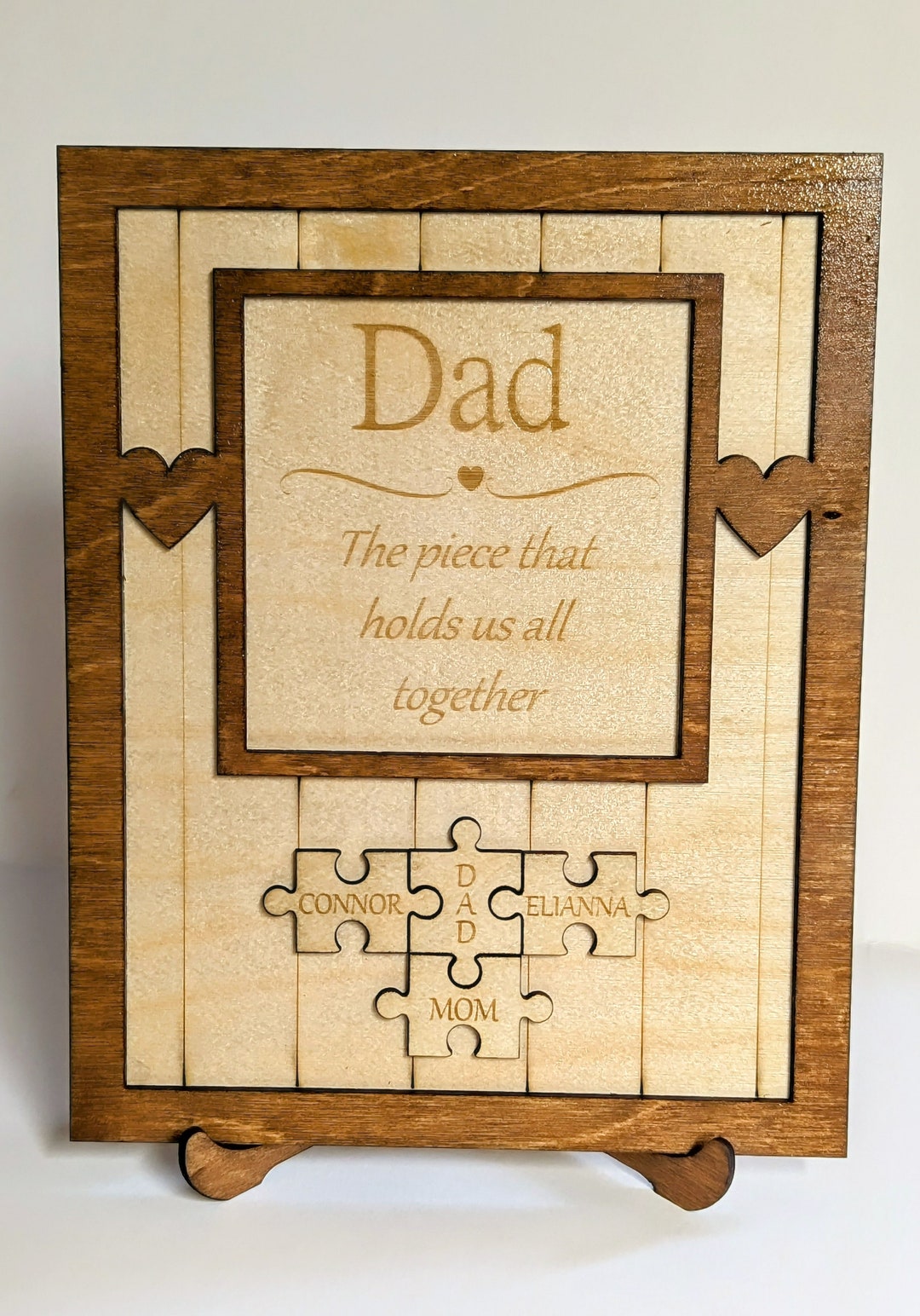 Personalized Father's Day Sign With Custom Engraving and Family Puzzle ...