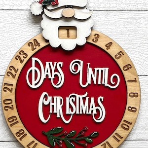 Handcrafted Wooden Christmas Countdown Sign With Rotating Number Wheel ...