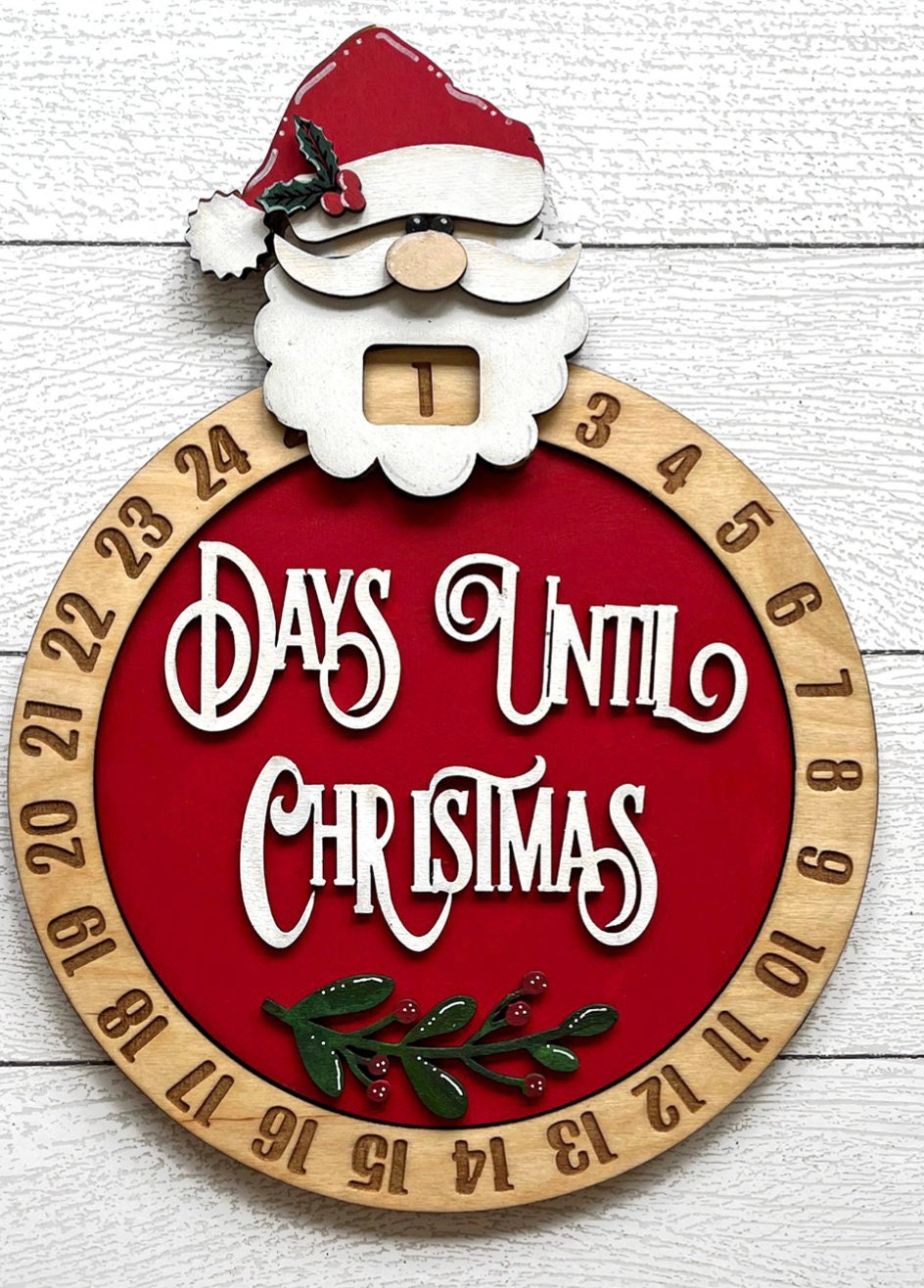 Handcrafted Wooden Christmas Countdown Sign With Rotating - Etsy