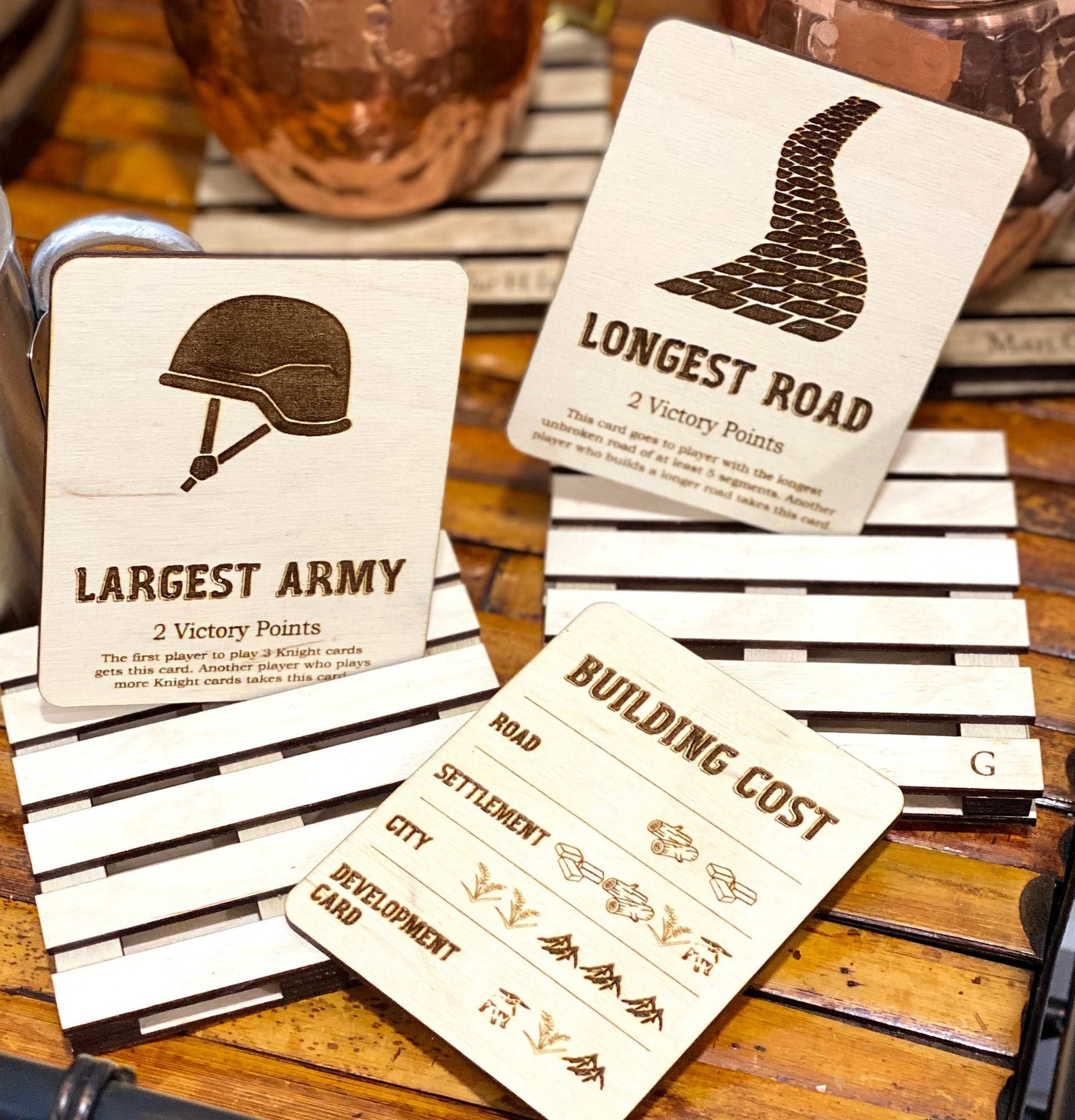 Wooden Catan Cards Settlers of Catan Laser Cut and Engraved | Etsy