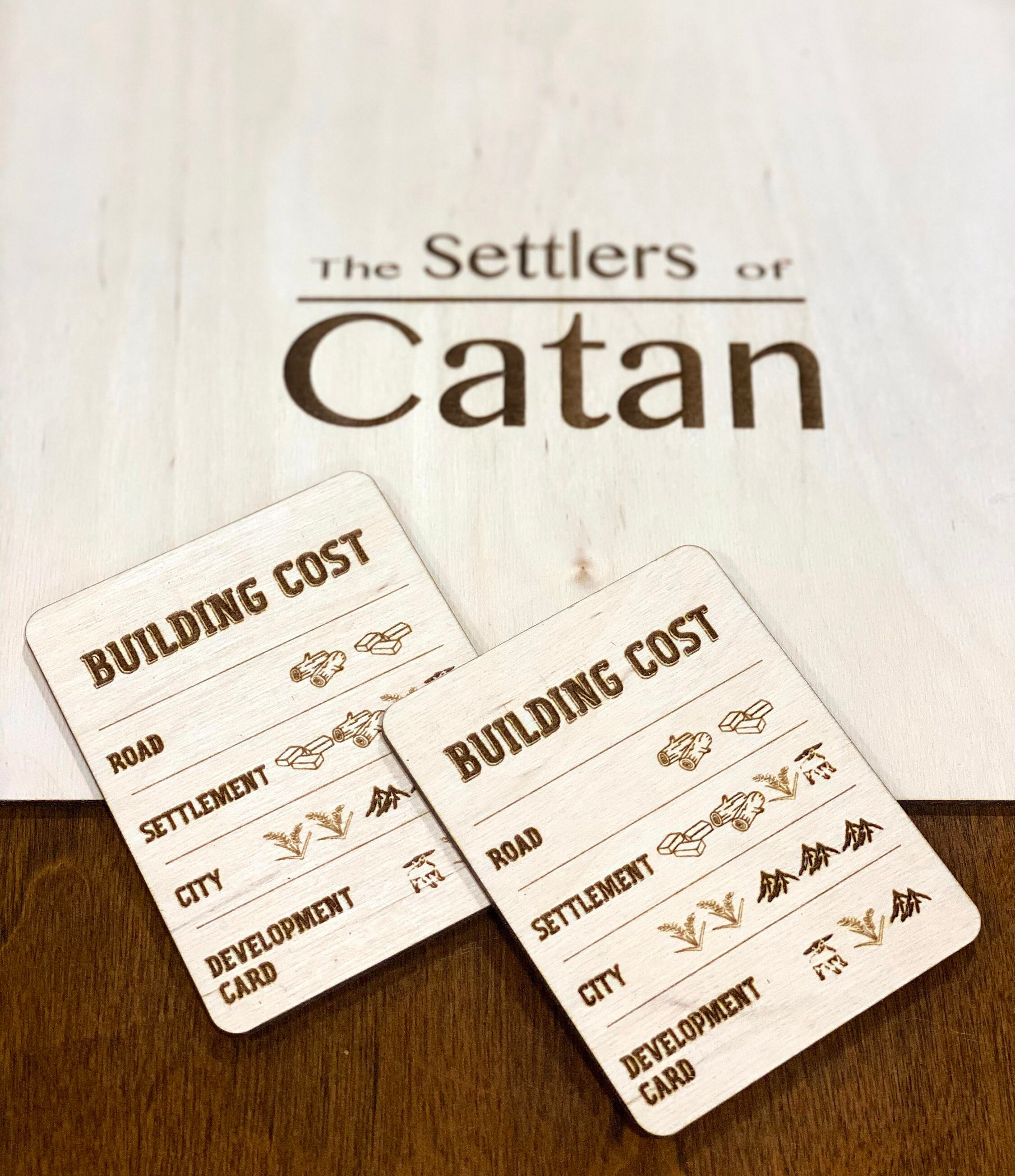 Wooden Catan cards Settlers of Catan Laser Cut and Engraved | Etsy