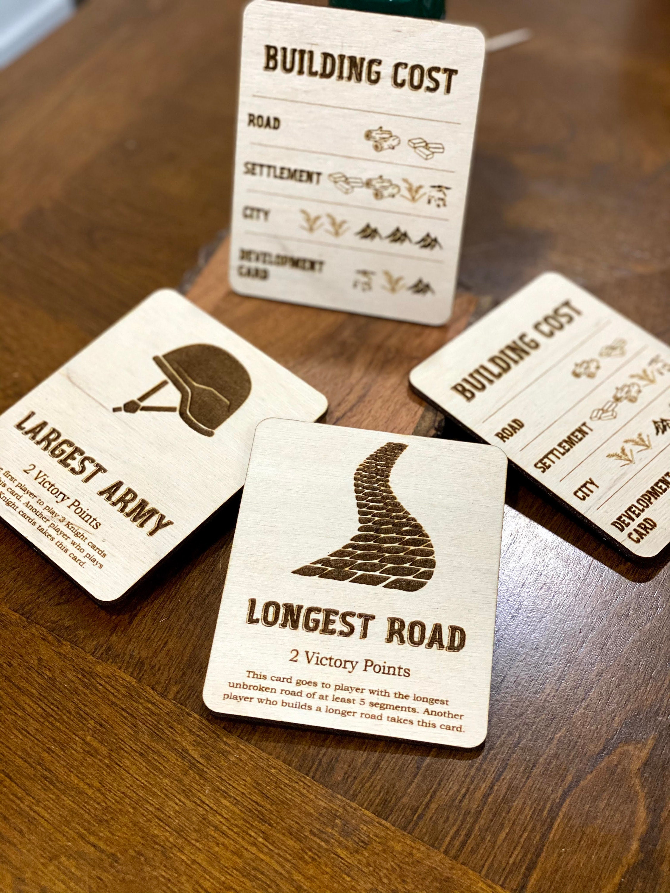 Wooden Catan cards Settlers of Catan Laser Cut and Engraved | Etsy