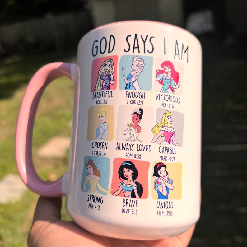 God Says I Am Mug, Princess Mug, Disney Princess, Gift for Her, Morning ...
