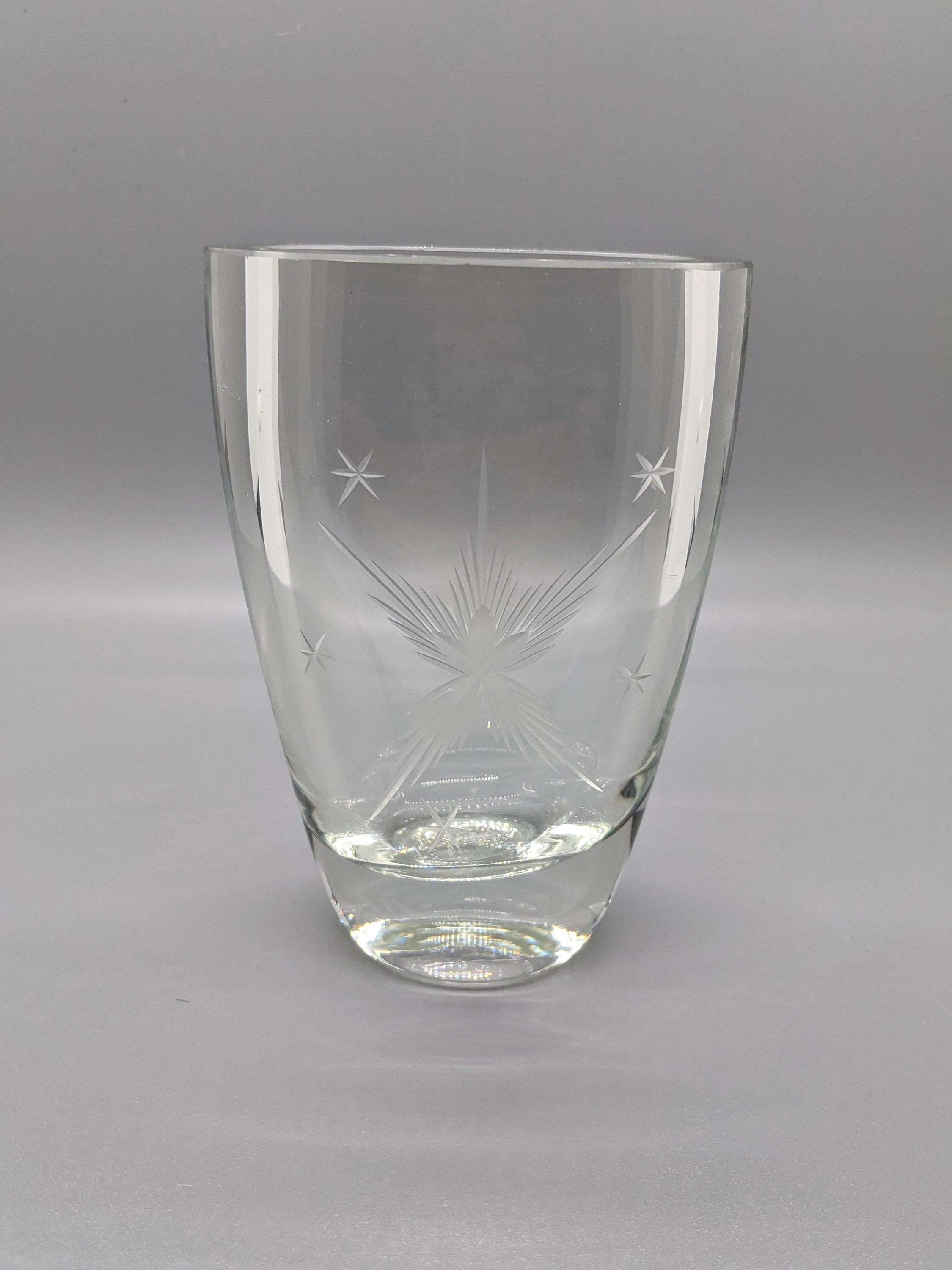 Orrefors Etched Starburst Crystal Vase Thick Crystal Vase - Etsy