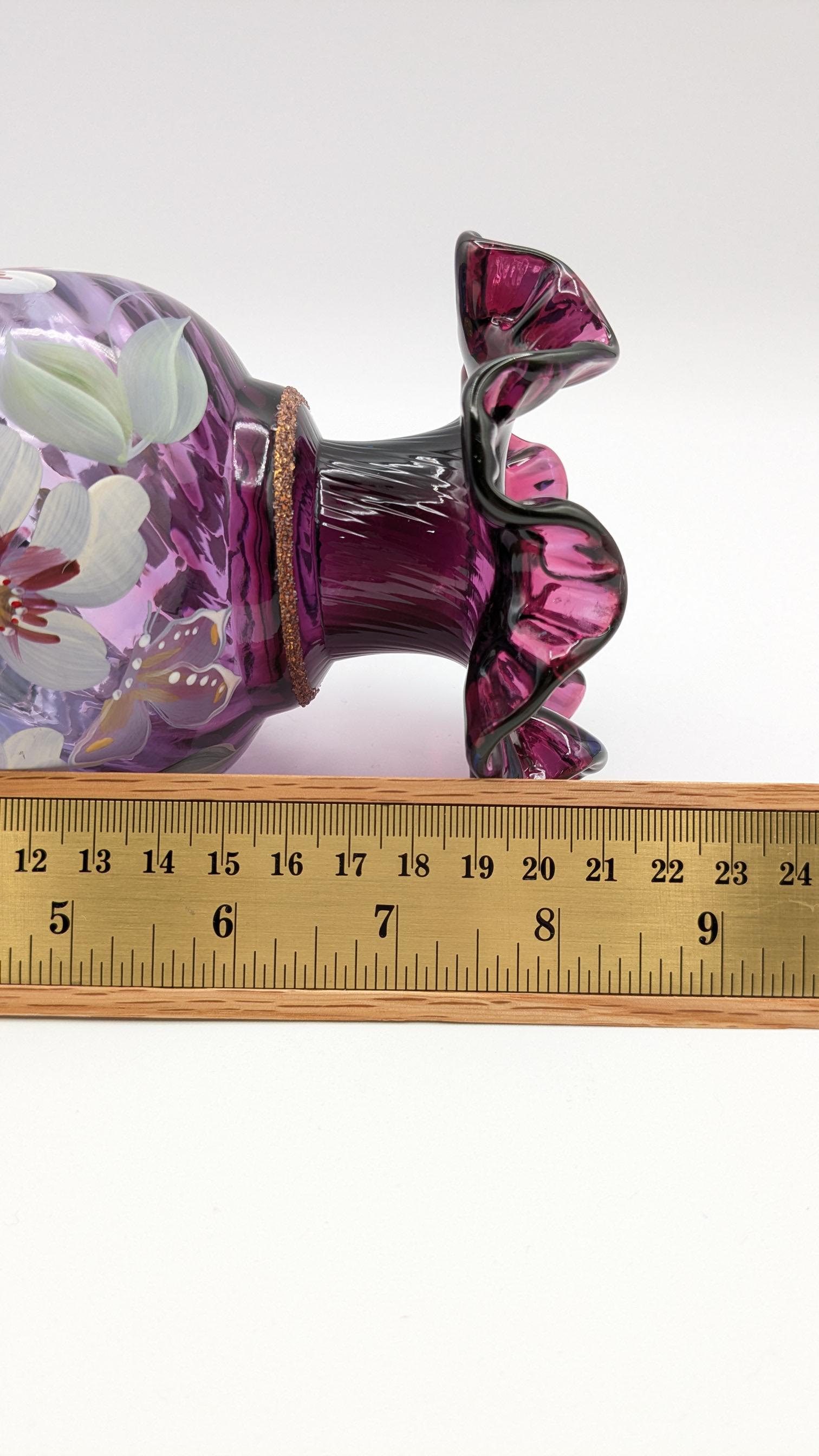 Fenton Art Glass Bill Fenton 50th Anniversary Ruffled Mulberry Ombre ...