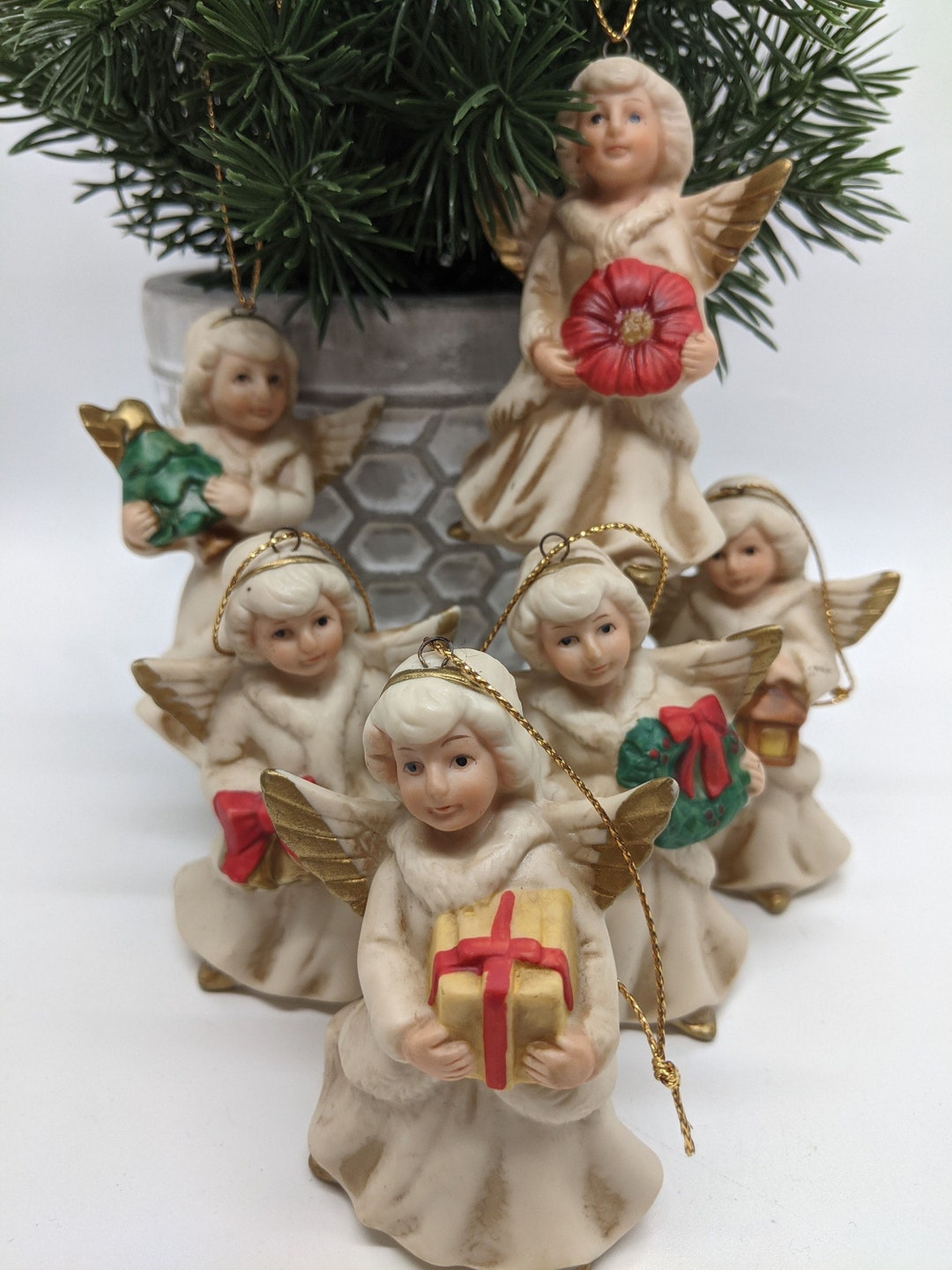 Vintage Homco Angel Ornaments Set of 6 - Etsy