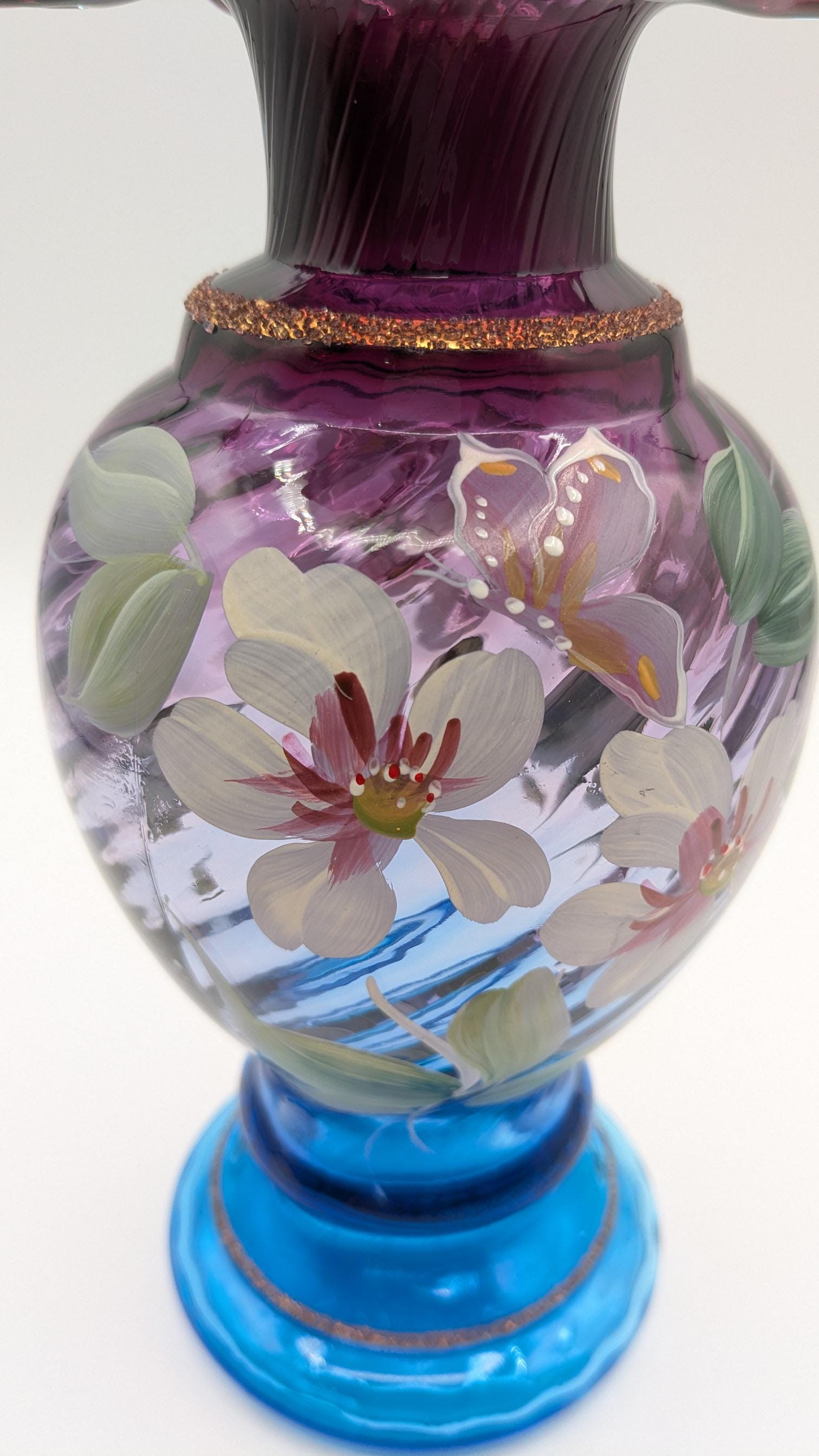 Fenton Art Glass Bill Fenton 50th Anniversary Ruffled Mulberry Ombre ...