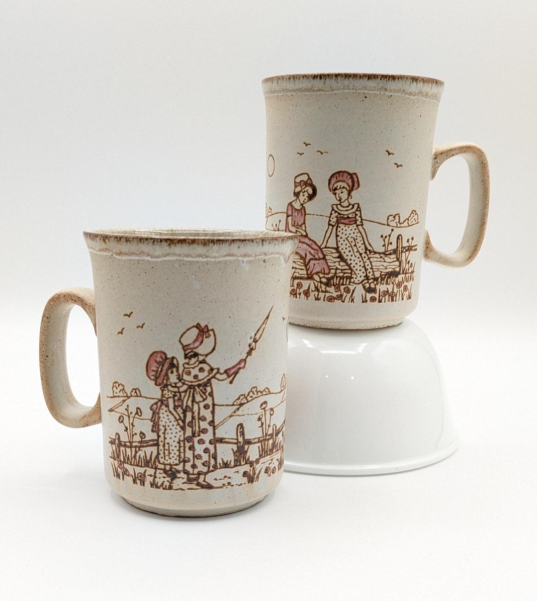 Dunoon Ceramics Stoneware Mugs Edwardian Girls Walking in Meadow Kate ...