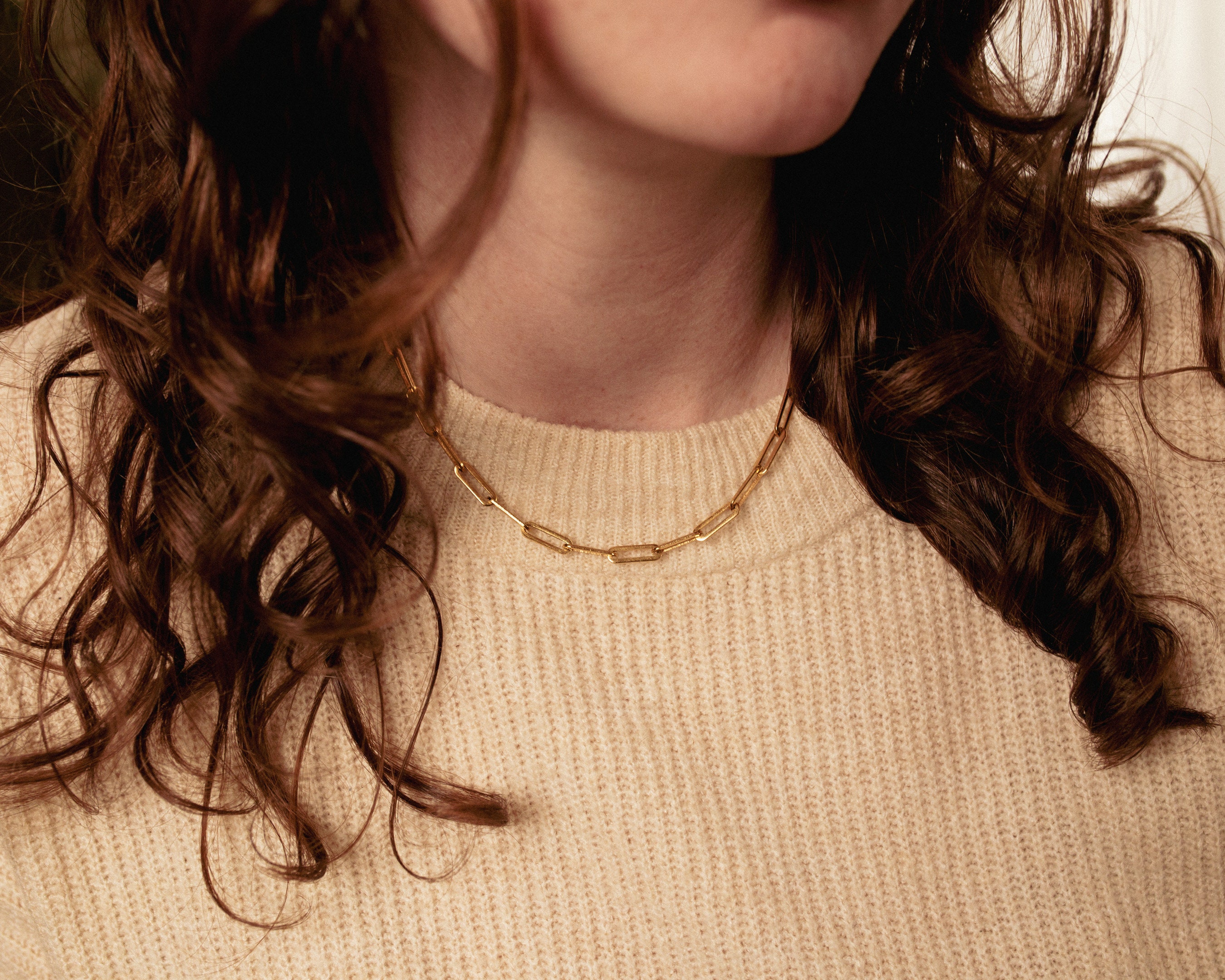 Remi 14k Gold Plated Over Stainless Steel Paperclip Necklace - Etsy