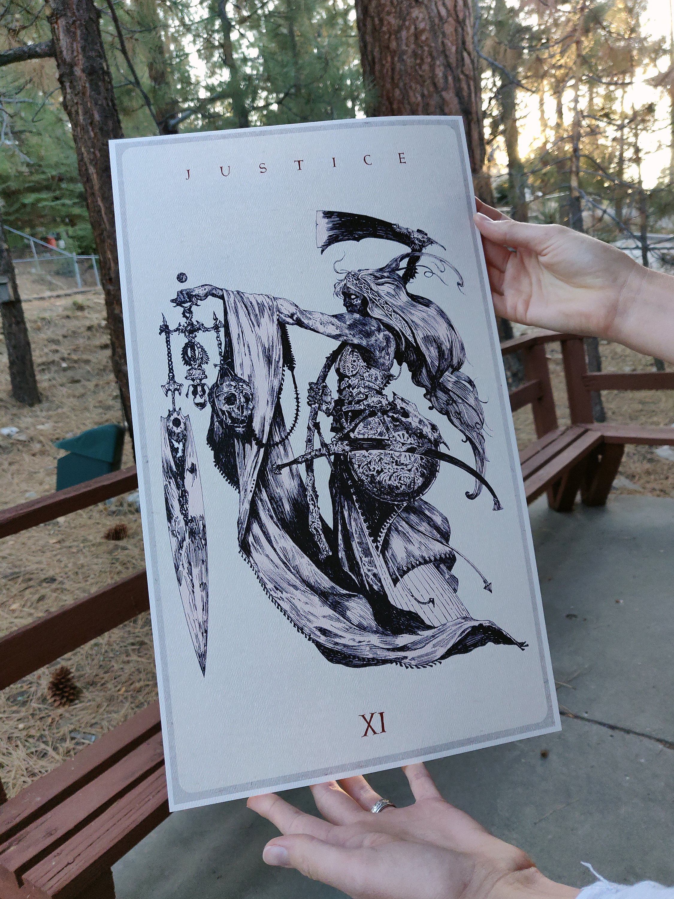 11 JUSTICE Tarot Illustration Premium Print on 100 Lb. Cream Felt Paper ...