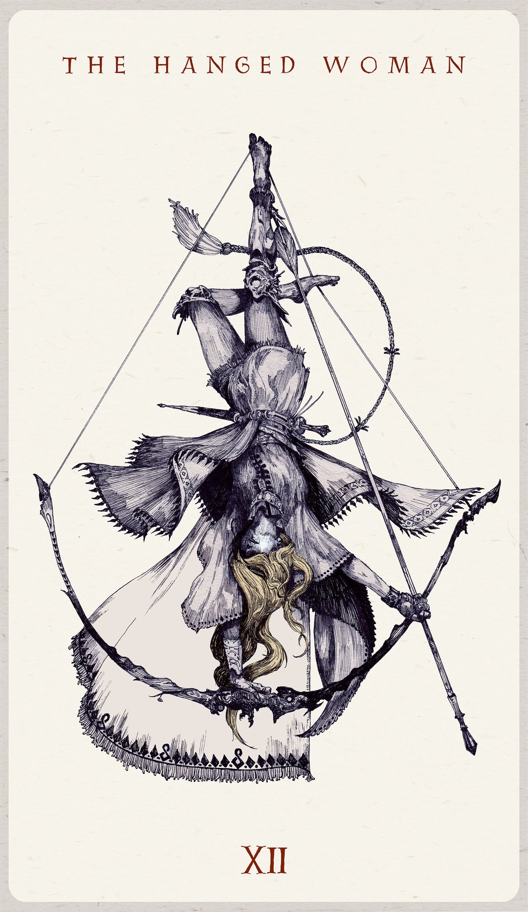 The Hanged Woman Tarot Card Illustration Art Print - Etsy