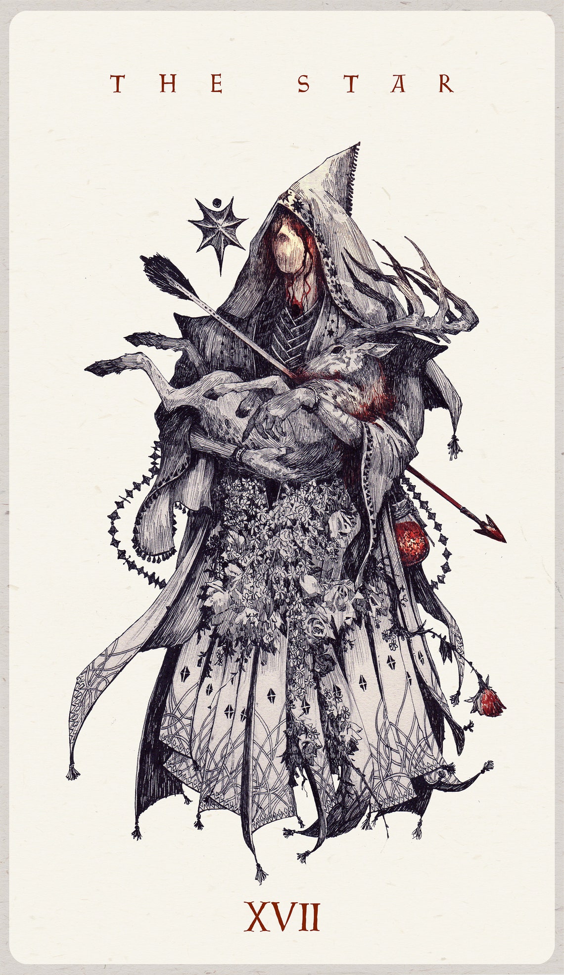 17 THE STAR Tarot Illustration Premium Print on 100 Lb. Cream Felt ...
