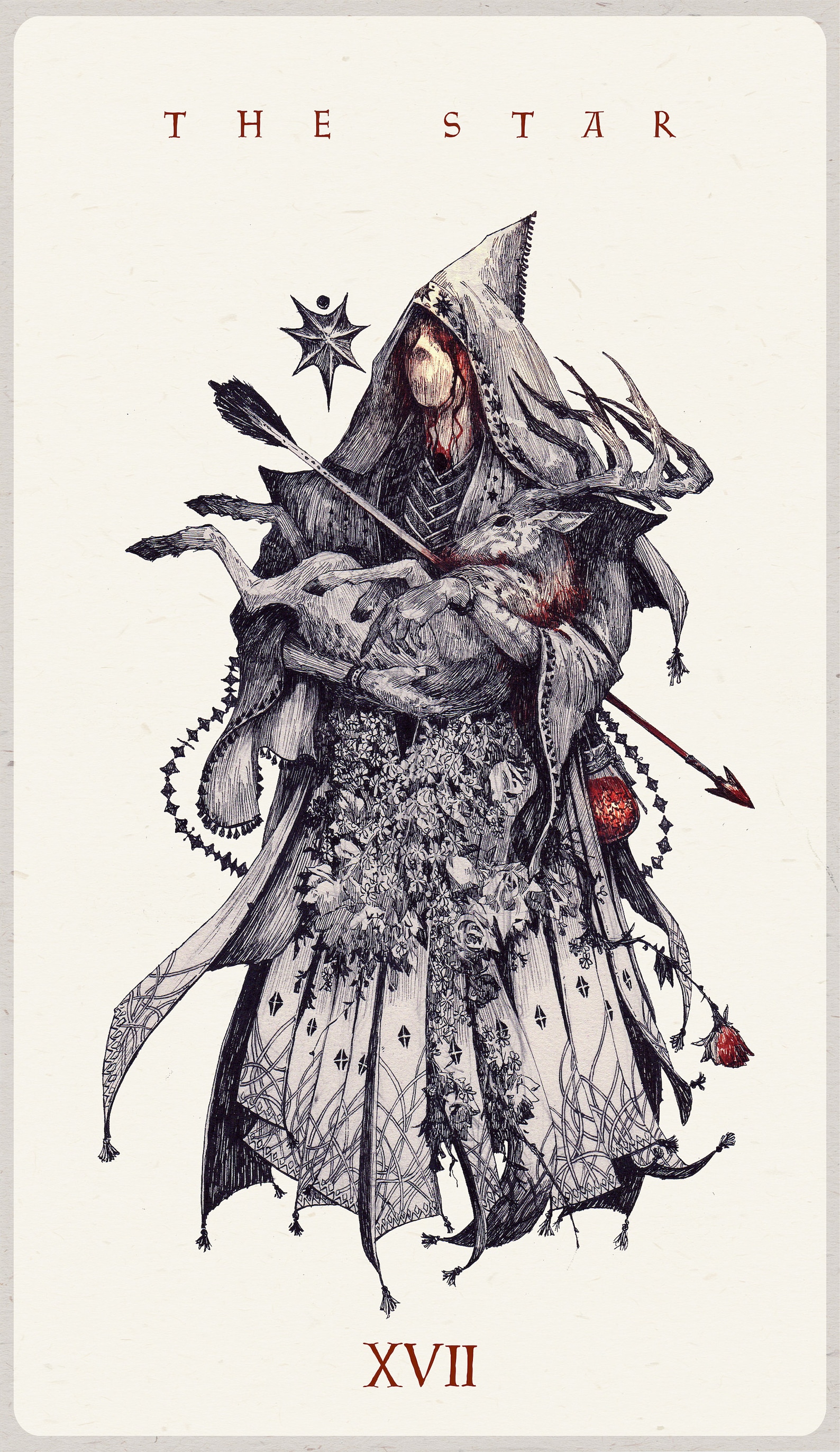 17 THE STAR Tarot Illustration Premium Print on 100 Lb. Cream Felt ...