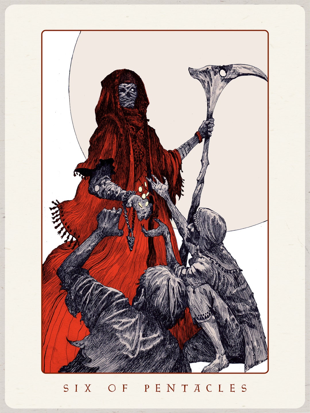 Six of Pentacles Tarot Card Art Print: 100 Lb Cream Felt or Giclee - Etsy