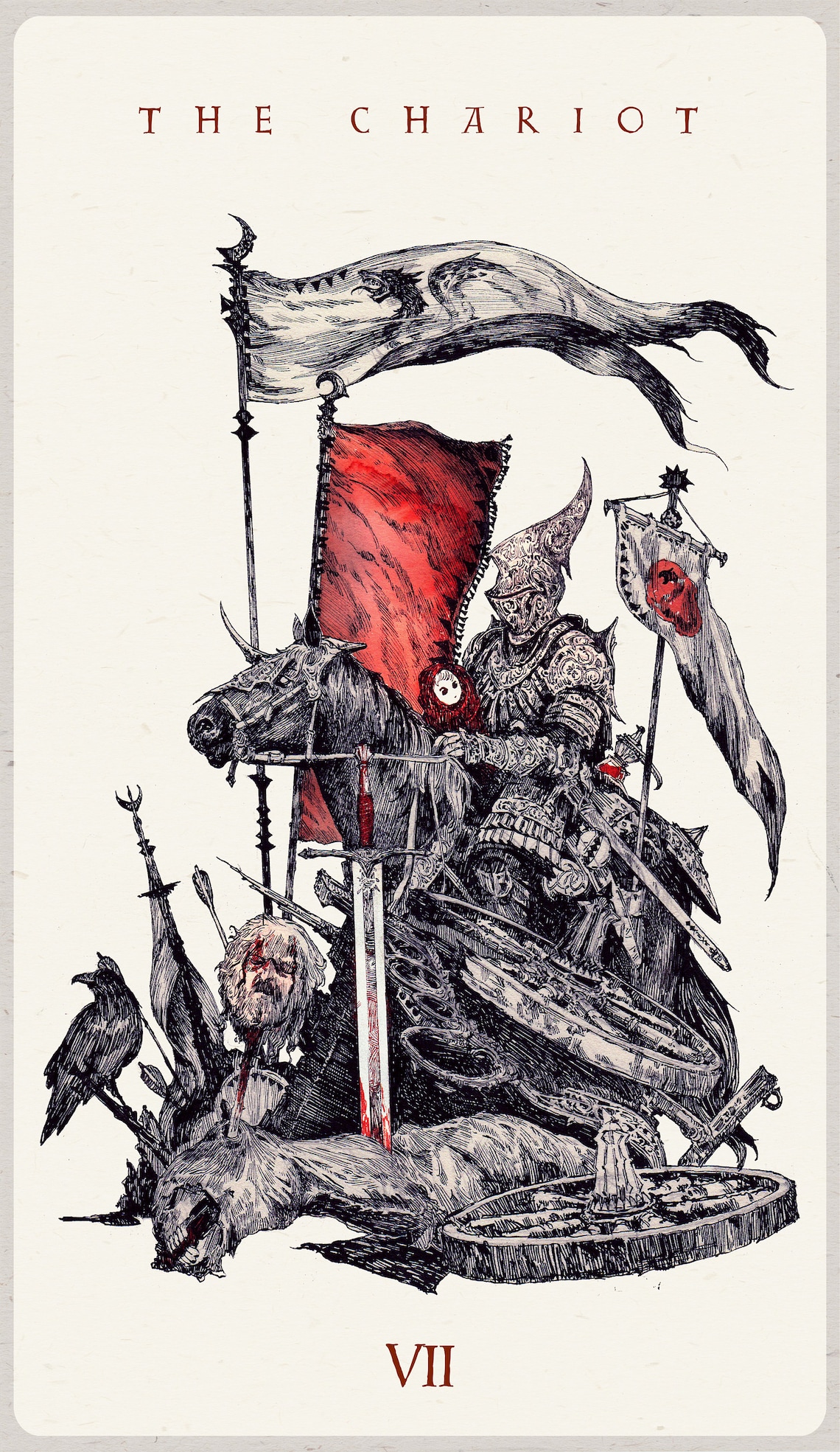 The Chariot Tarot Card Illustration Art Print - Etsy