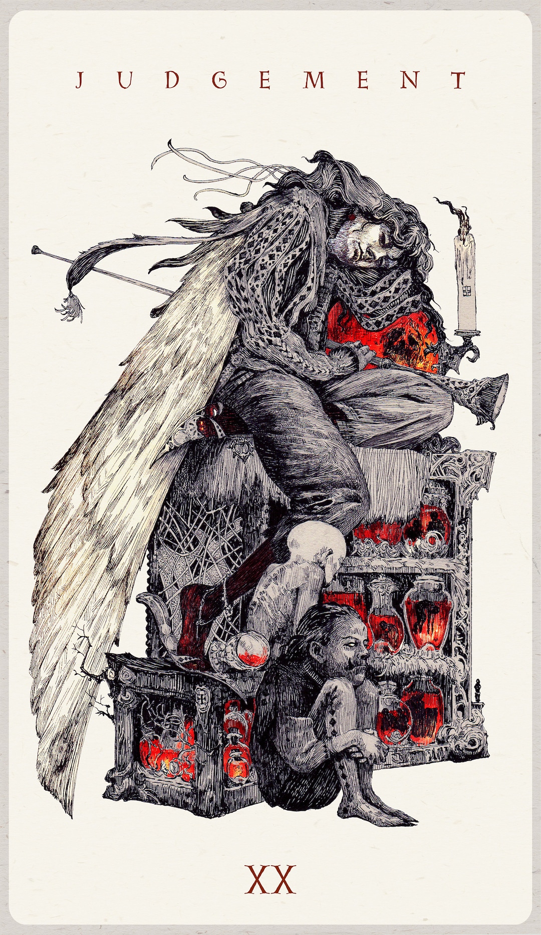 20 JUDGEMENT Tarot Illustration Premium Print on 100 Lb. Cream Felt ...