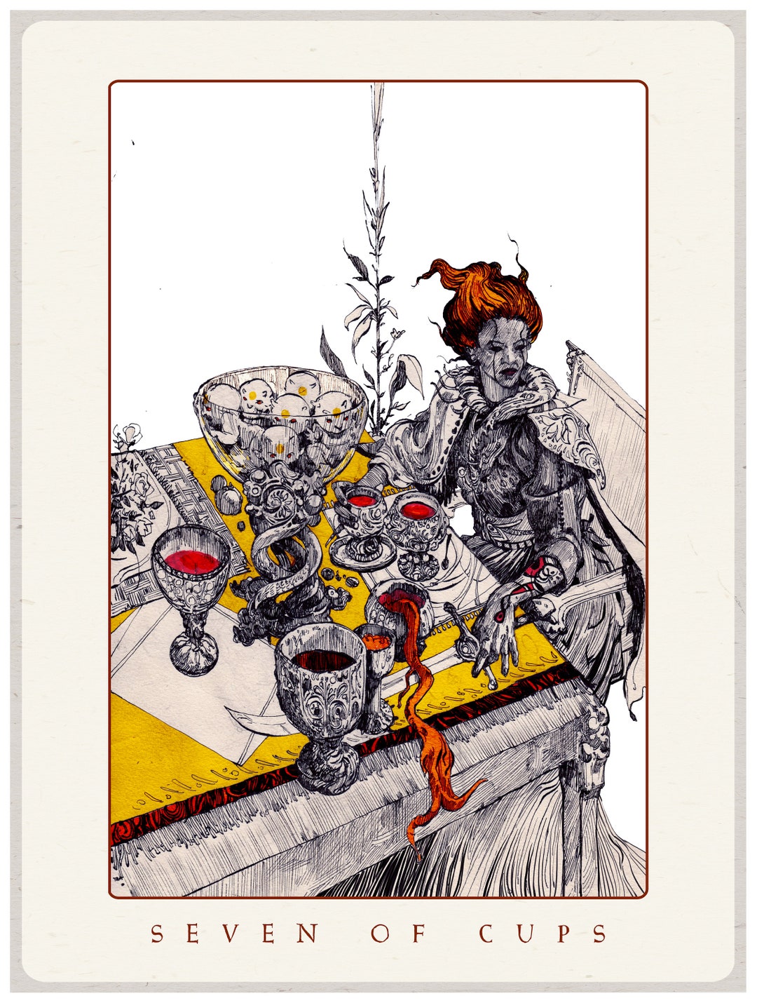 SEVEN of CUPS Tarot 100 Lb. Cream Felt Paper/ Giclee Print - Etsy
