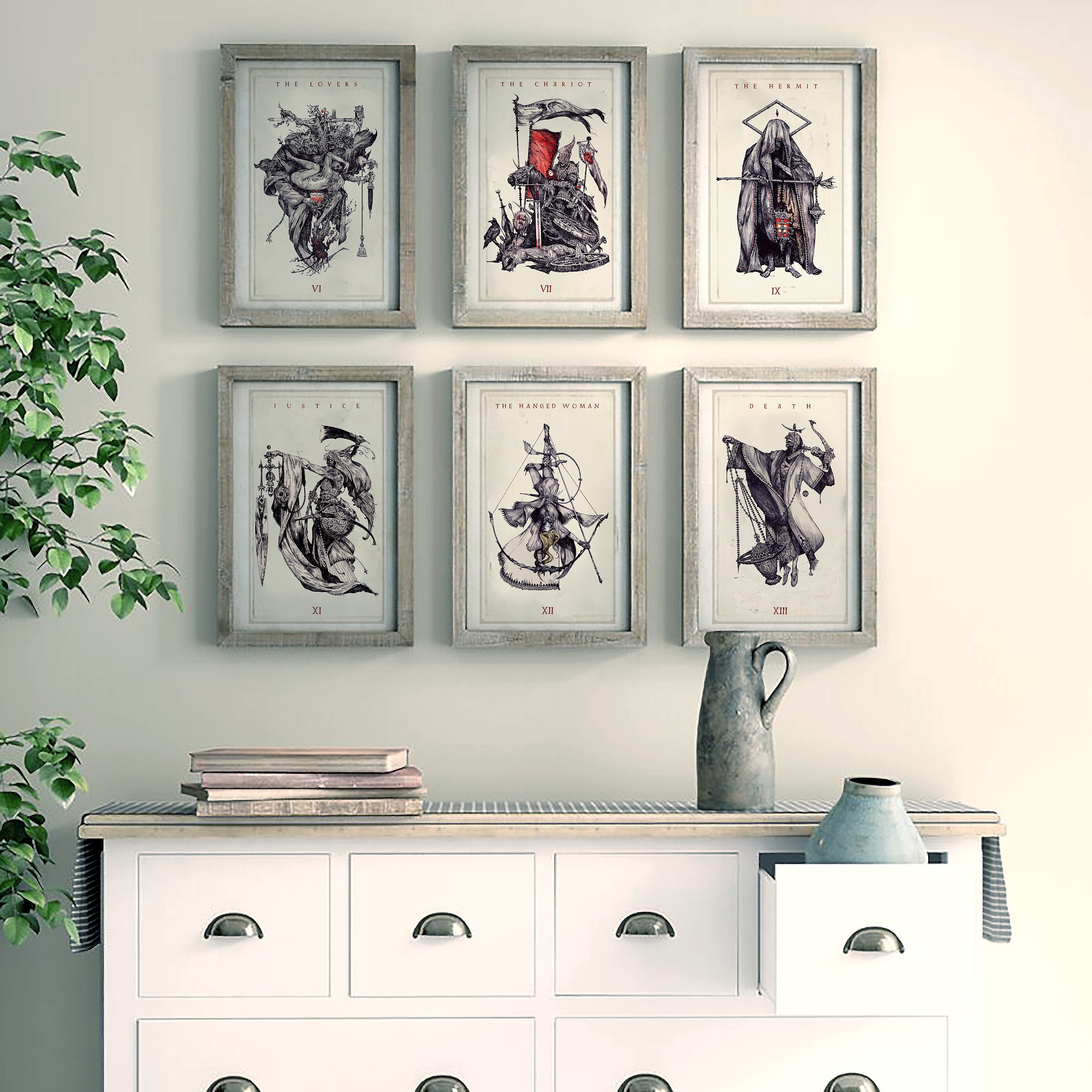 11 JUSTICE Tarot Illustration Premium Print on 100 Lb. Cream Felt Paper ...