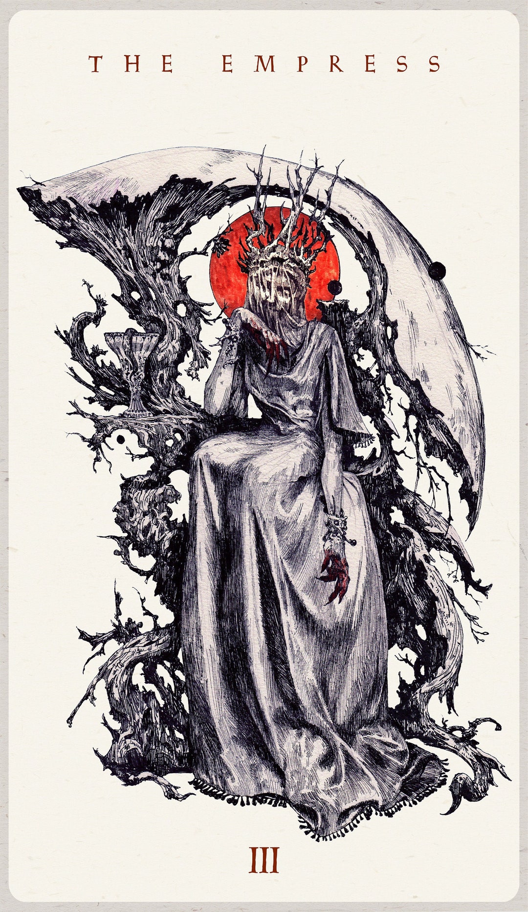 The Empress Tarot Card Print: Signed Illustration on Cream Felt Paper ...