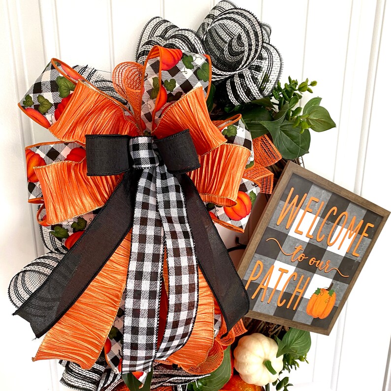 Fall Pumpkin Patch Wreath Front Door Pumpkin Fall Buffalo - Etsy